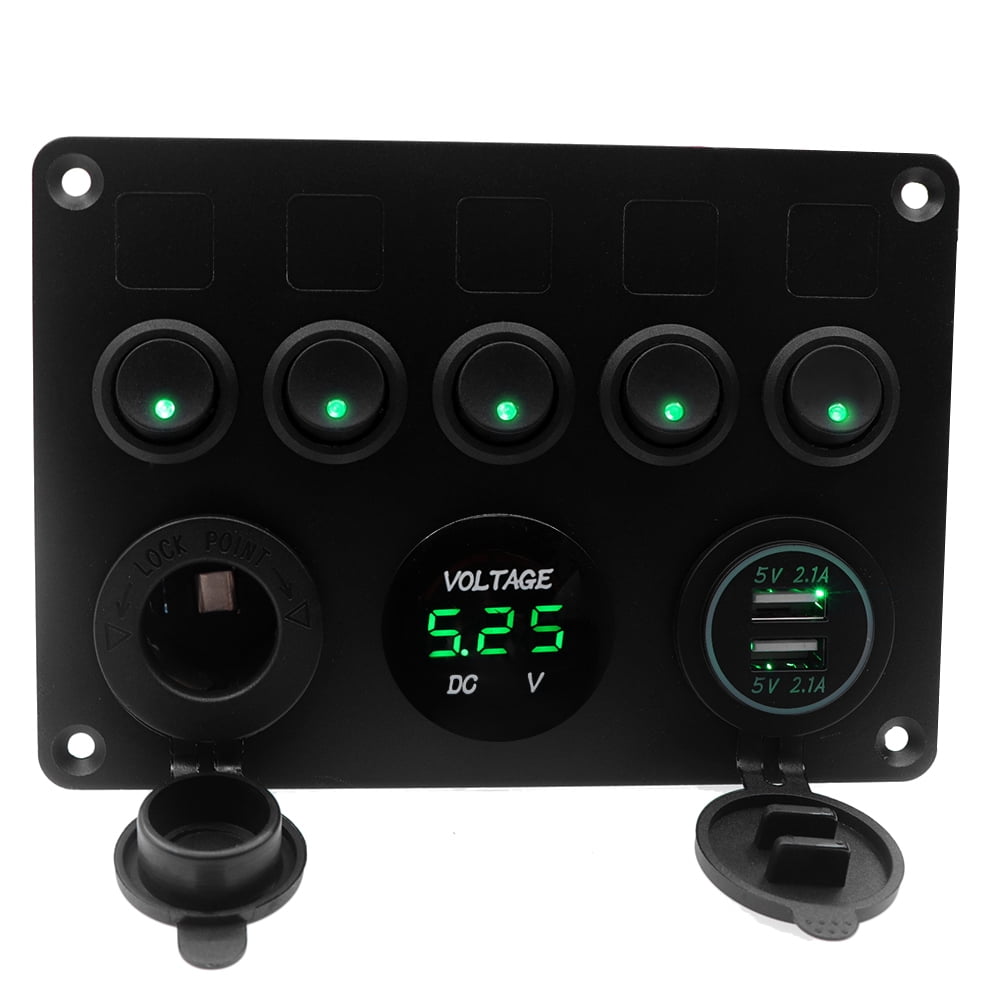 Geloo 5 Gang Rocker Switch Panel 12V Waterproof Marine Switch Panel ...