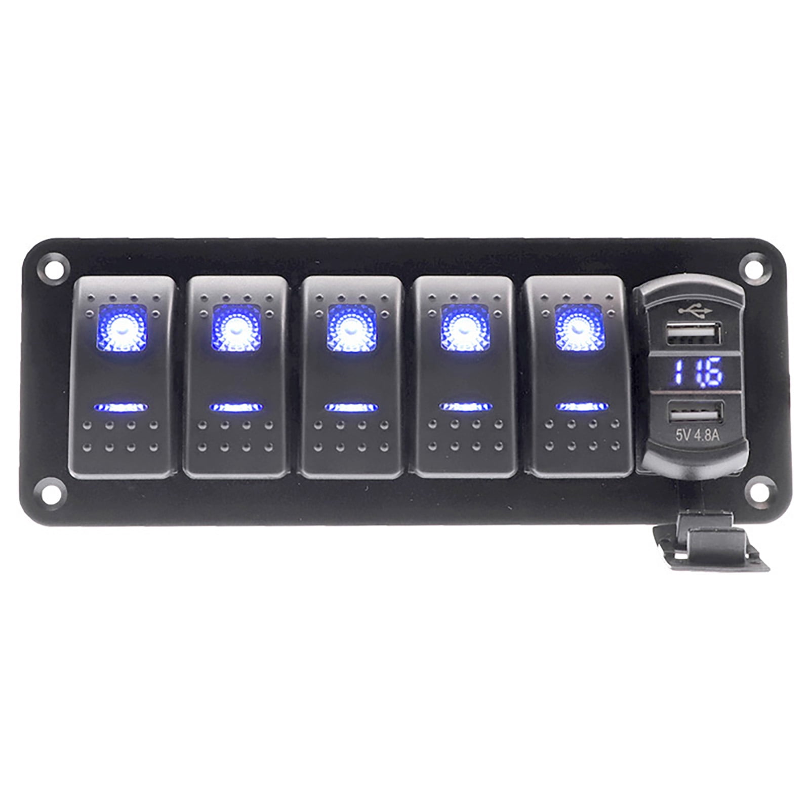 Geloo 5 Gang Rocker Switch Panel with 4.8 Amp Dual USB Charger ...