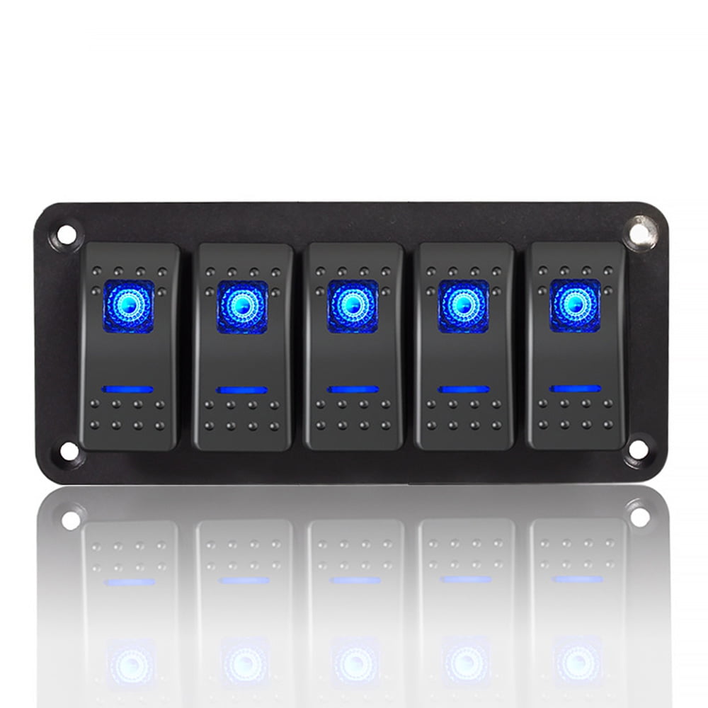 Geloo 5 Gang Rocker Switch Panel Pre-Wired ON/Off Switch Panel ...