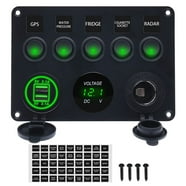 Pactrade Marine Car RV Boat 6 Gang Blue LED Rocker Switch Panel USB ...