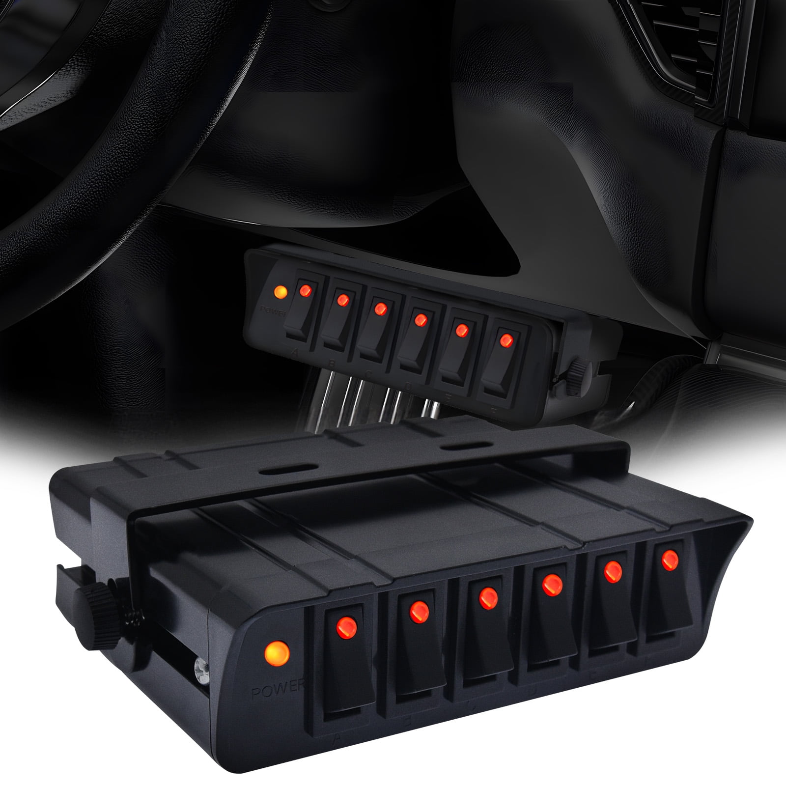 Geloo 6 Gang Rocker Switch Box 12V 40 Amp Max Waterproof On/Off Toggle ...