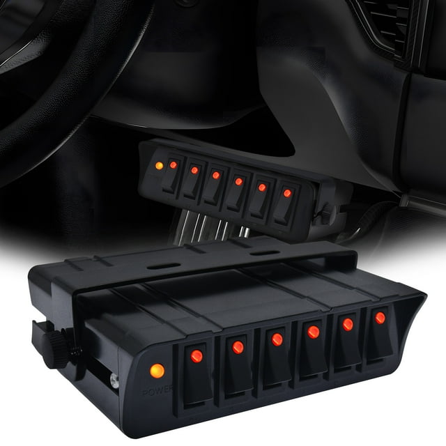 Geloo 6 Gang Rocker Switch Box 12V 40 Amp Max Waterproof On/Off Toggle ...