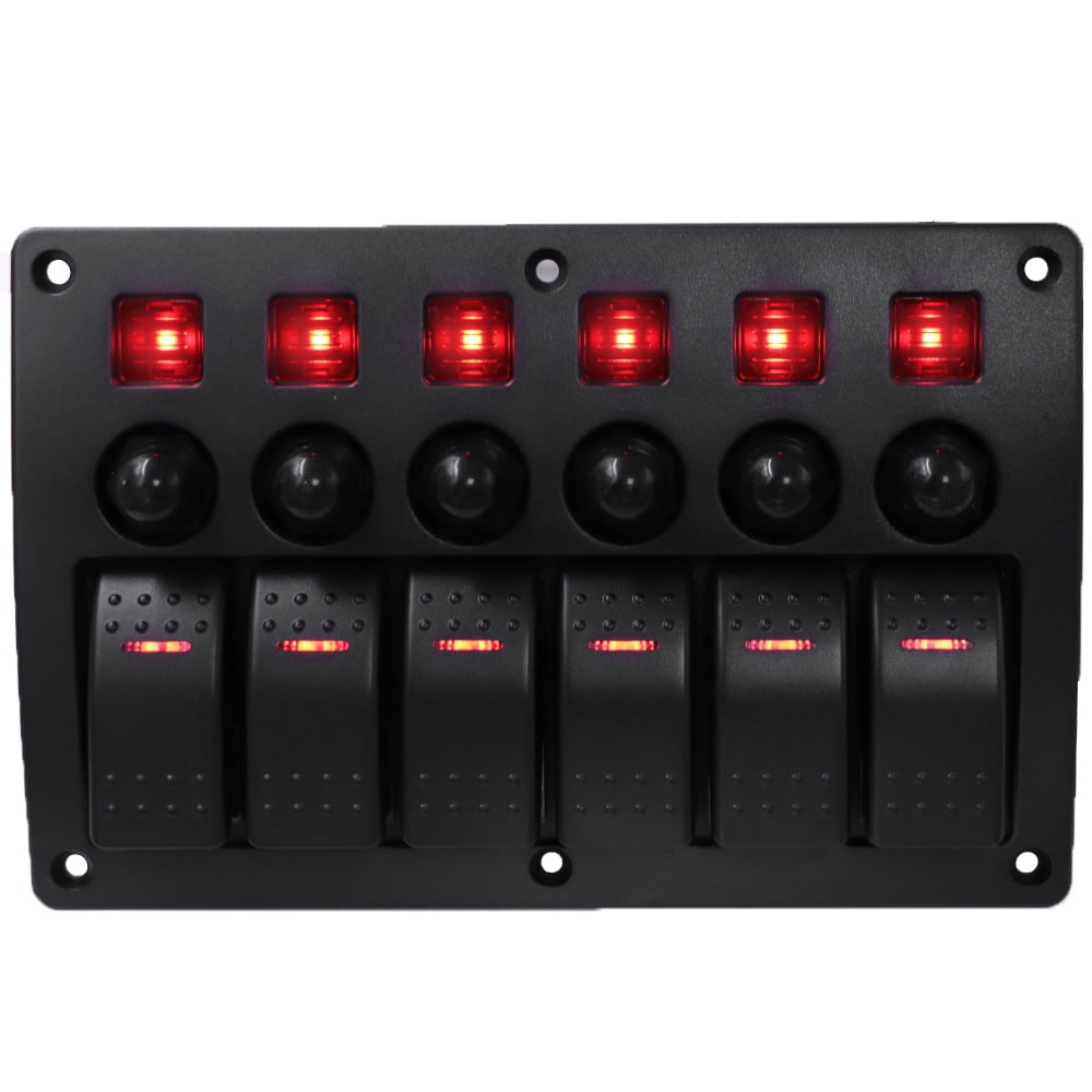 Geloo 6 Gang Rocker Switch Panel 12V/24V Circuit Breaker Aluminum ...