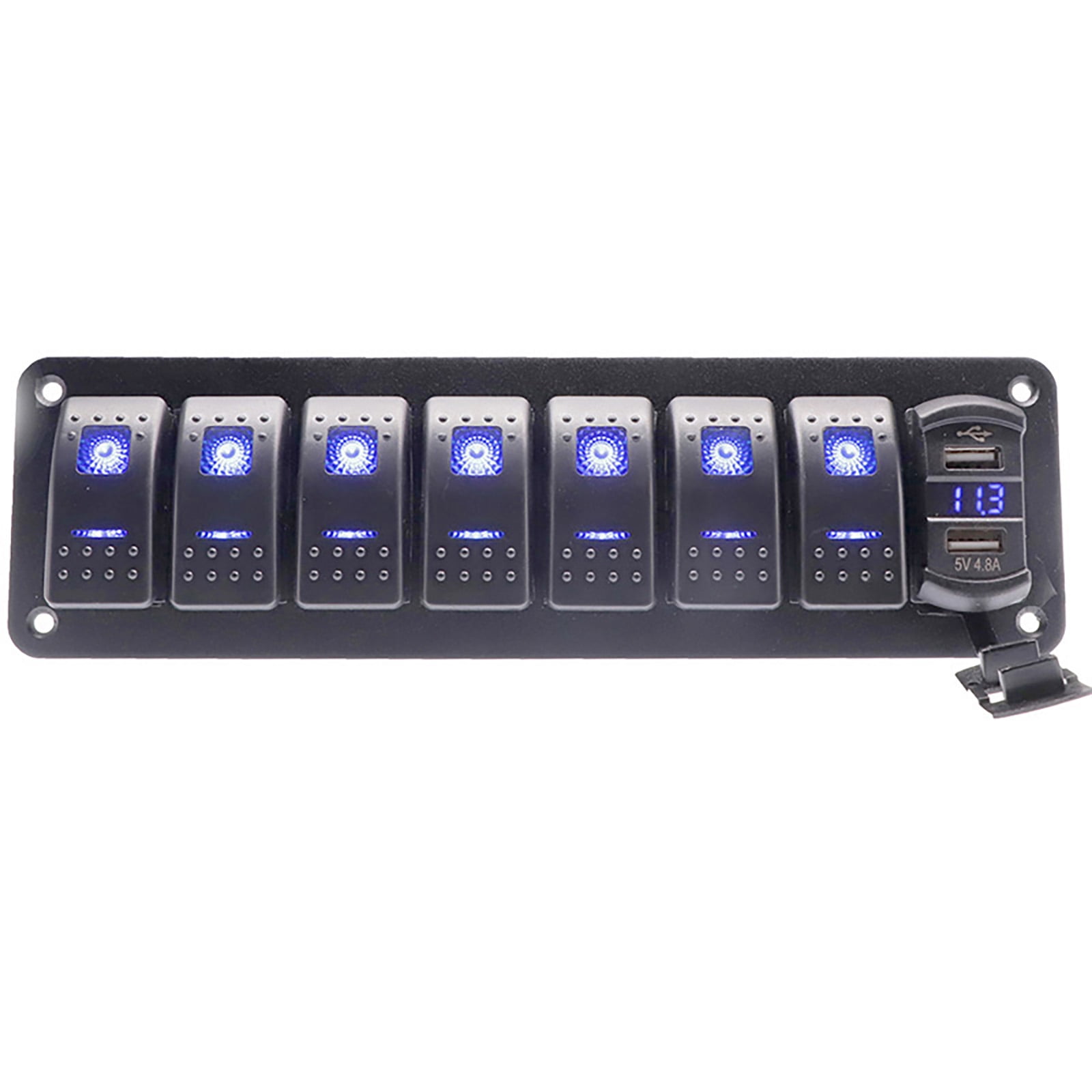 Geloo 7 Gang Rocker Switch Panel Dual USB Charger Voltmeter Pre-Wired ...
