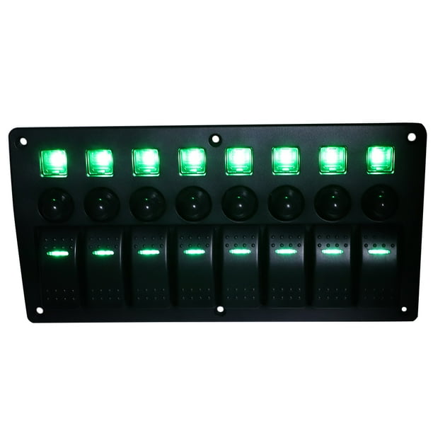 Geloo 8 Gang Rocker Switch Panel Circuit Breaker Overload Protection ...