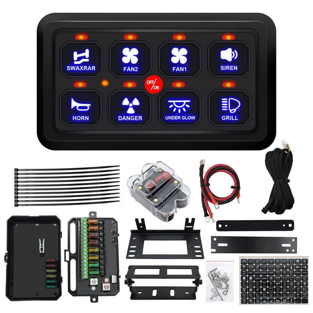 Geloo 8 Gang Switch Panel, Universal Circuit Control Relay System LED ...