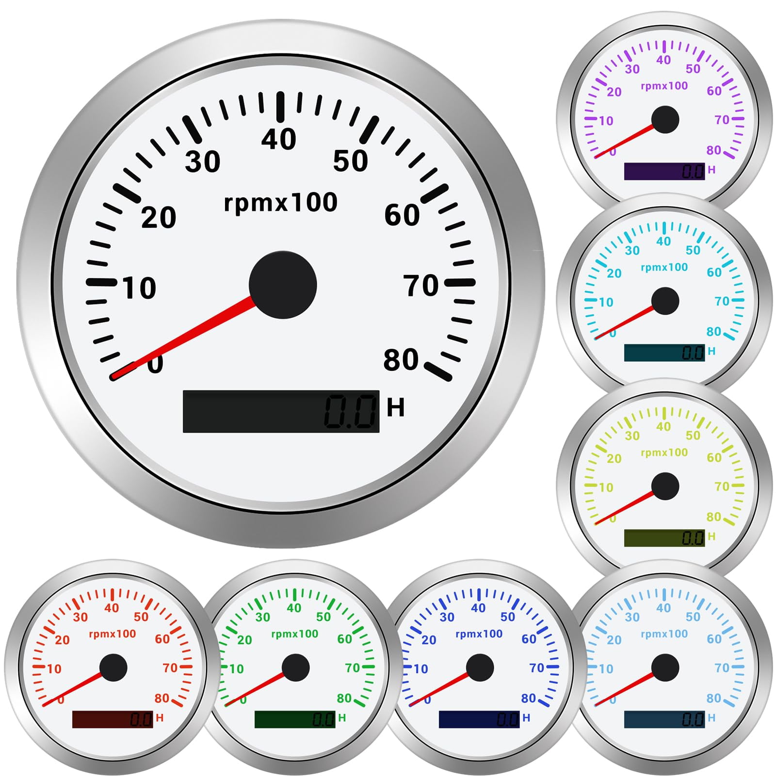 Geloo 85MM Boat RPM Tachometer Gauge 0-8000 RPM Tacometro Meter Replacement for Auto Truck Car ...