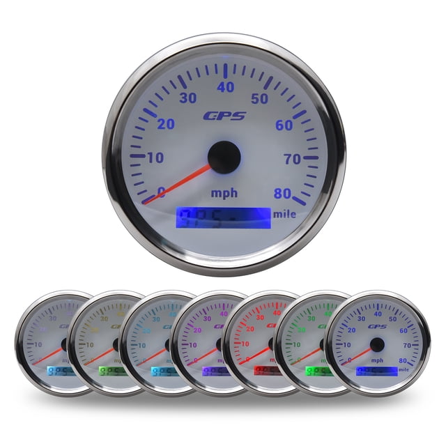Geloo 85mm Boat GPS Speedometer Gauge 0-80 MPH Marine Speedometer LCD ...