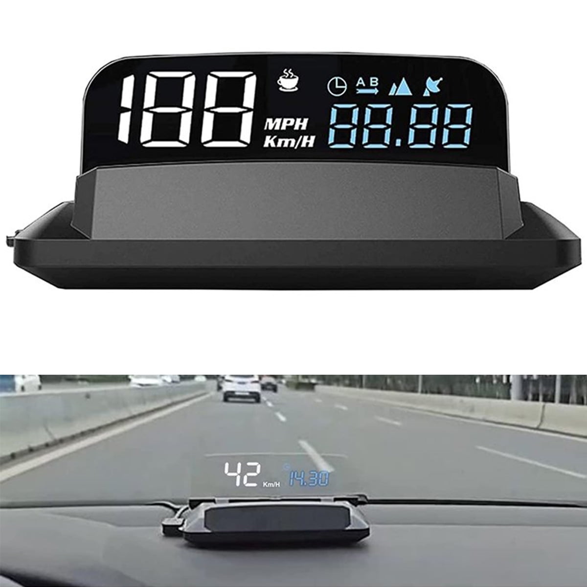 Geloo Car OBD HUD Head Up Display GPS Speedometer Projector Over Speed ...