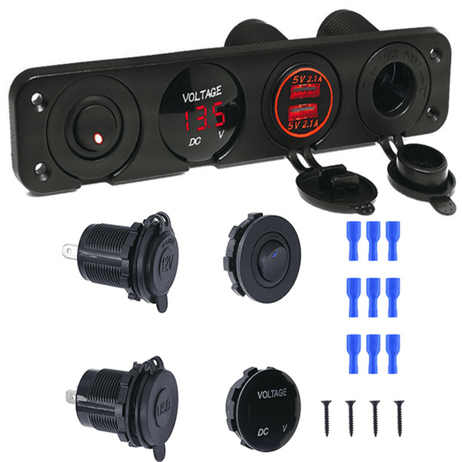 Geloo Charger Socket Panel Dual USB Port 12 V Cigarette Lighter Socket ...