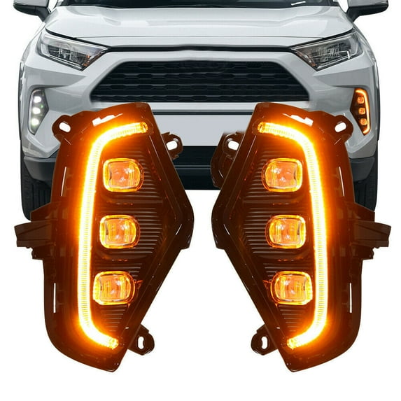 Geloo LED DRL Daytime Running Light Fog Lamps with Turn Signal For 2019-2021 Toyota RAV4 ...