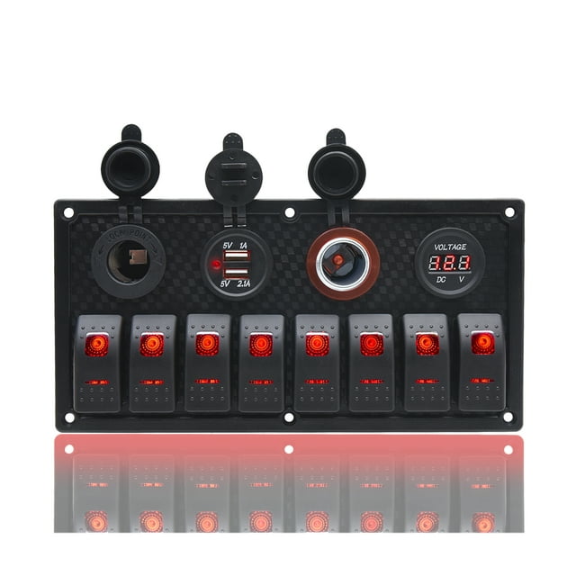 Geloo Marine Switch Panel 8 Gang Rocker Switch Panel Waterproof Pre ...