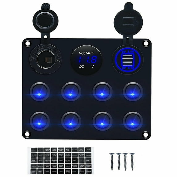Geloo Automotive Electrical 8 Gang LED Rocker Toggle Switch Panel for ...
