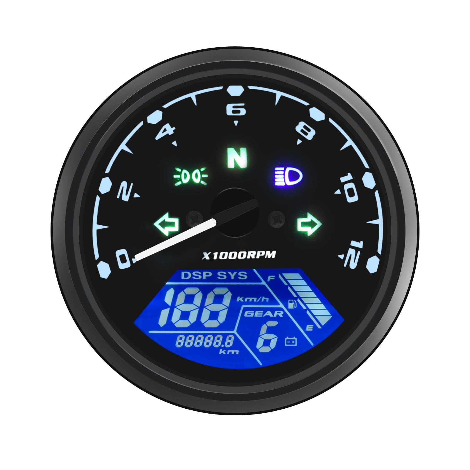 Geloo Motorcycle Speedometer Tachometer LCD Digital Speedometer RPM Gauge Odometer Universal ...