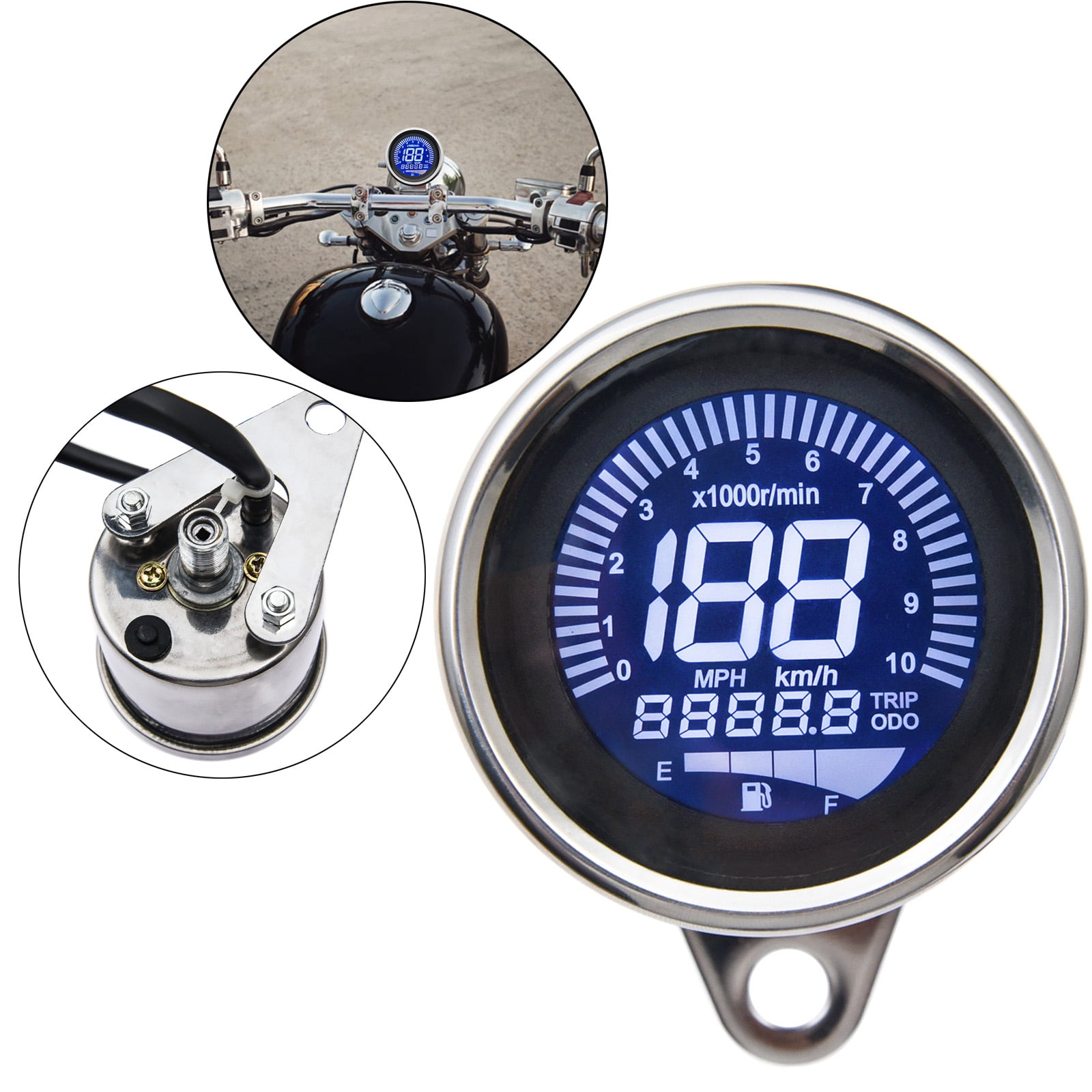 Geloo Universal Digital Motorcycle Gauge: Speedometer, Odometer ...