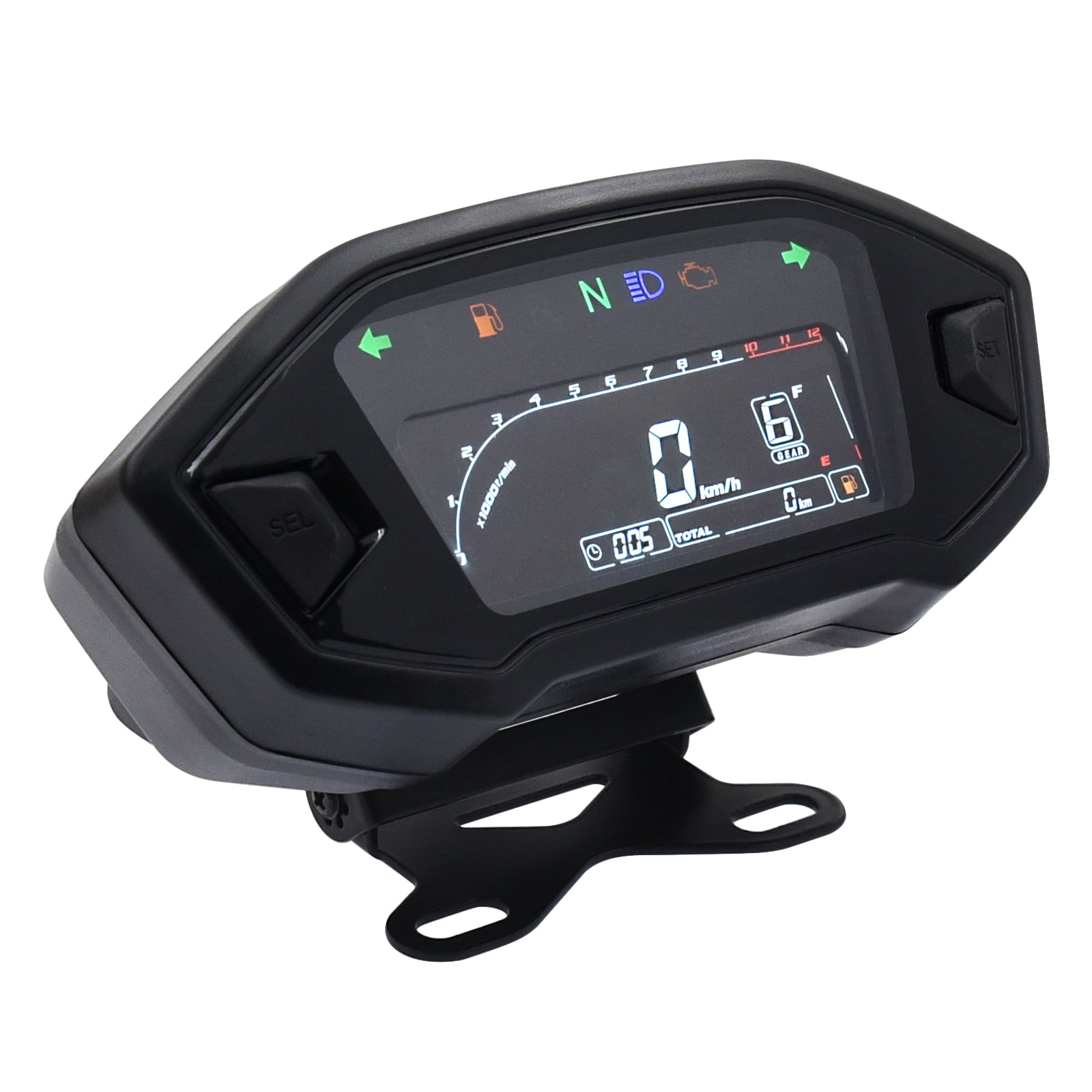 Geloo Universal Digital Motorcycle Speedometer Tachometer Odometer ...