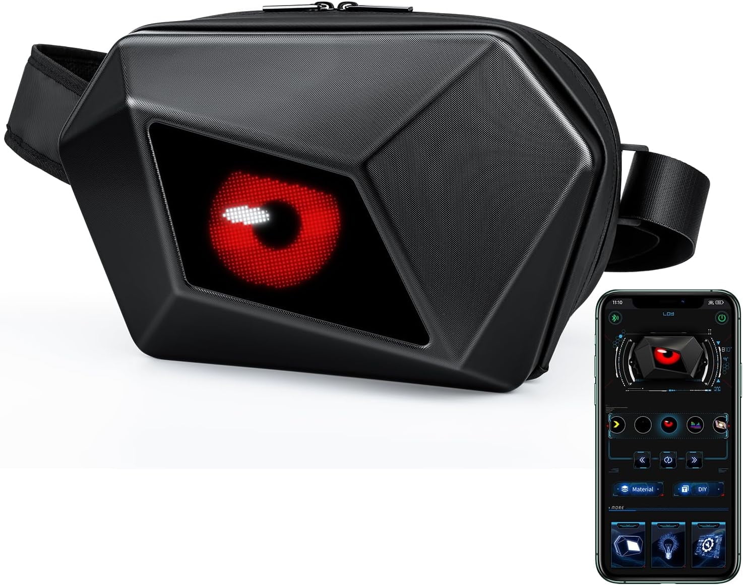 Gelrova Devil's Eye LED Fanny Bag, Full Color Screen and Programmable ...