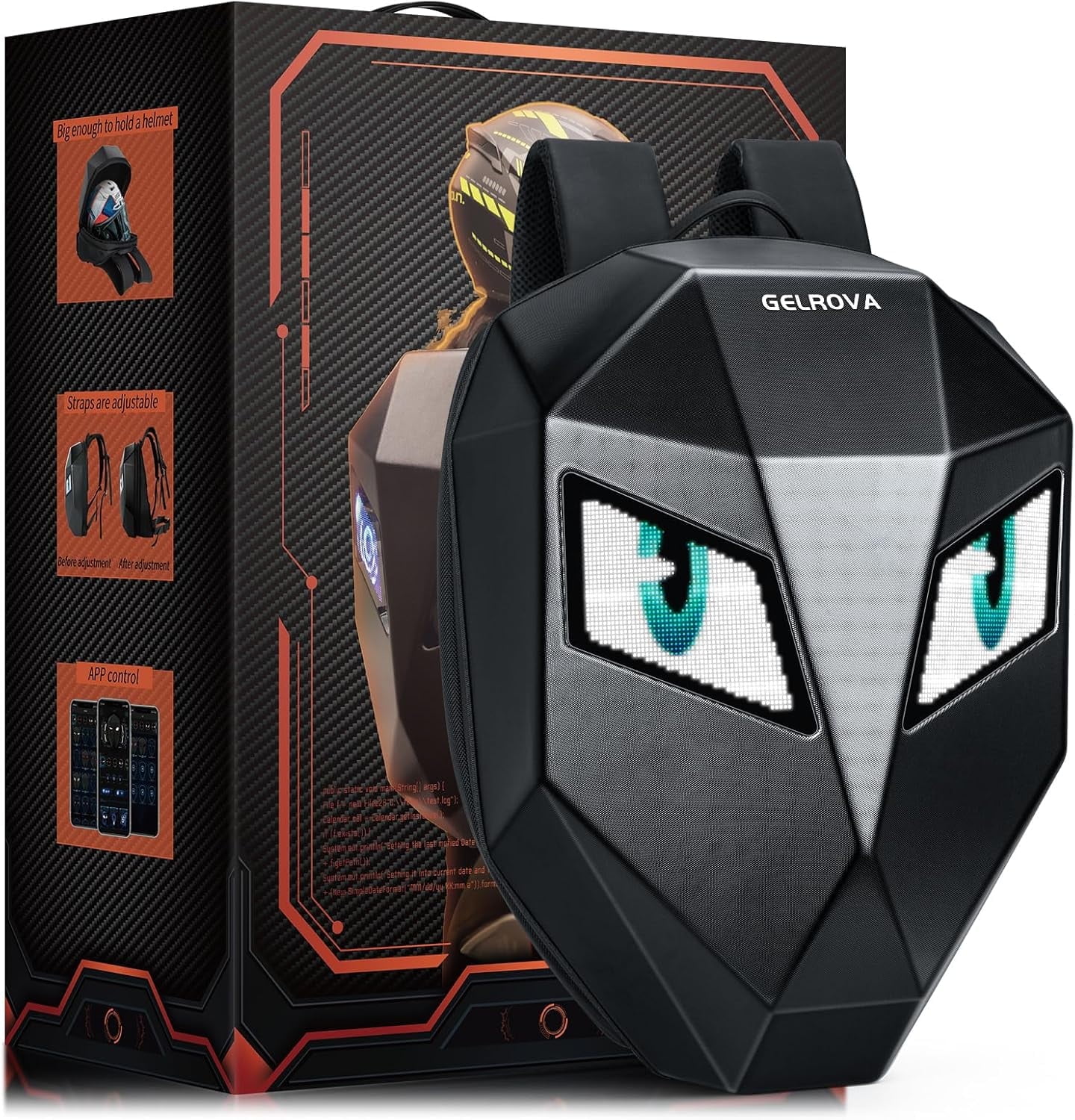 Gelrova Knight LED Bike Backpack, Black Hard Shell Motorcycle Helmet ...