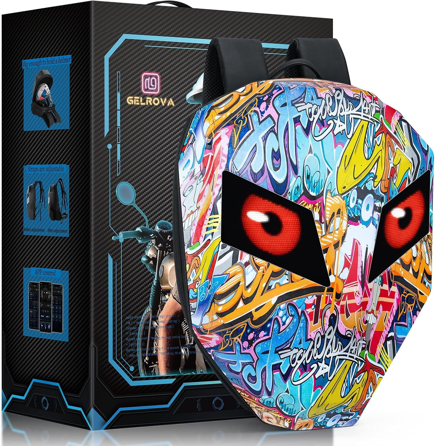 Gelrova Knight LED Motorcycle Backpack, Hard Case Riding Backpack DIY ...