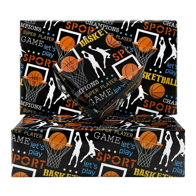 Geluode Basketball Wrapping Paper, TSF6 Sports Theme Gift Wrapping ...