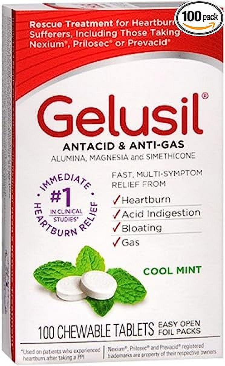 Gelusil Antacid & Anti-Gas Fast Relief Heartburn Medication Tablets ...
