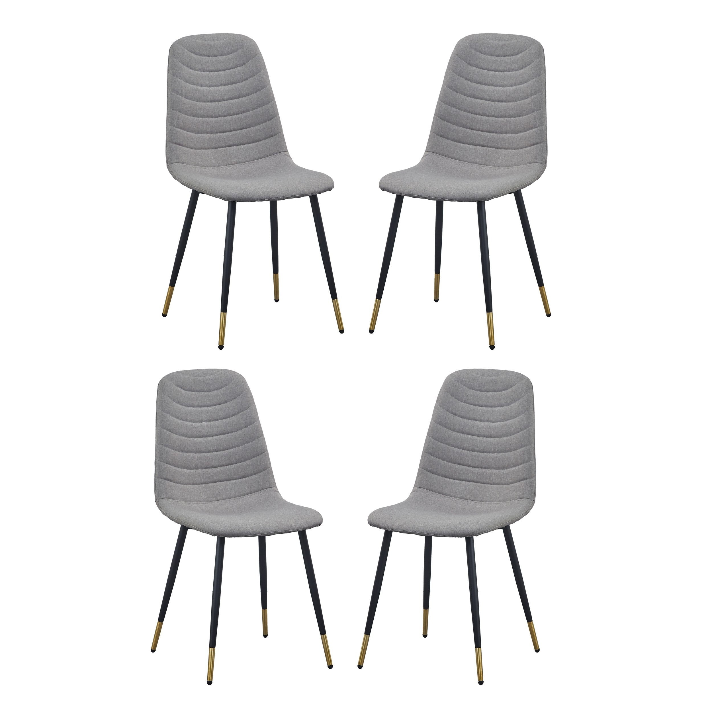 Gem 17 Inch Modern Metal Dining Chairs, Velvet Tufted, Set of 4, Gray ...