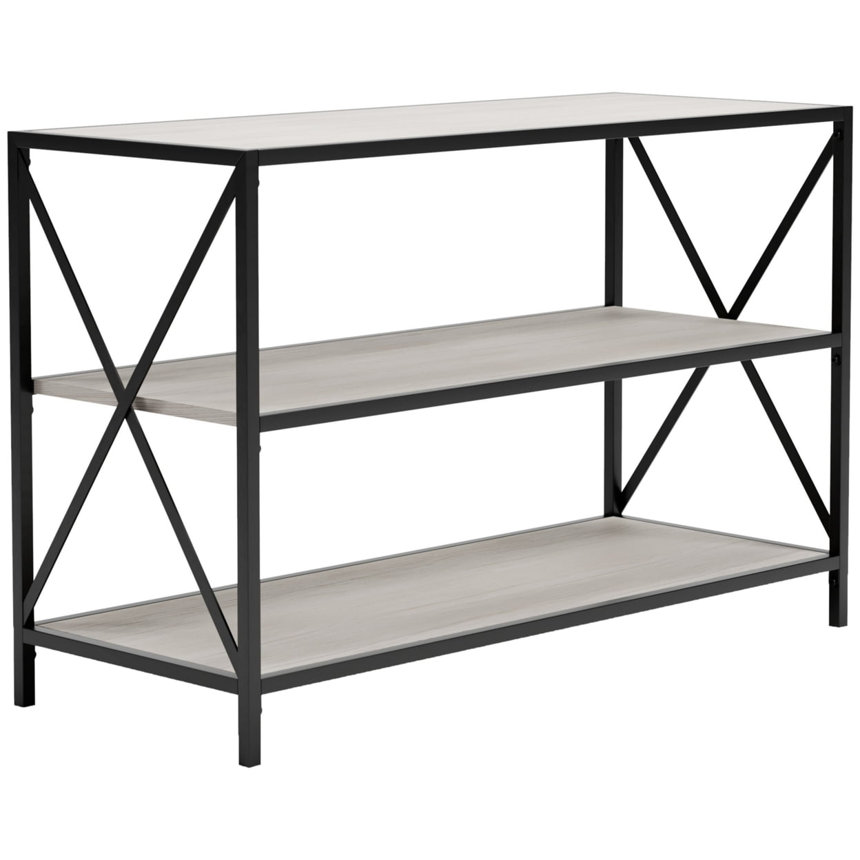 Gem 40 Inch Metal Console Sideboard Table 3 Shelves X Side Accents ...