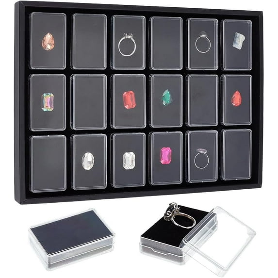 Gem Display Case 18pcs Gemstone Display Tray Loose Diamond Storage Box ...