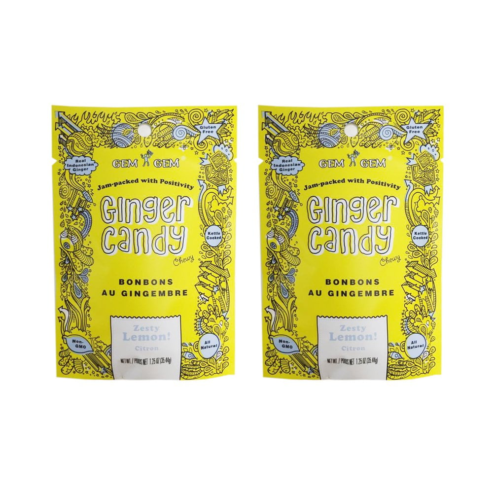 Gem Gem All Natural BCF26 Chewy Ginger Candy 1.25oz (Lemon, 2 Pack ...