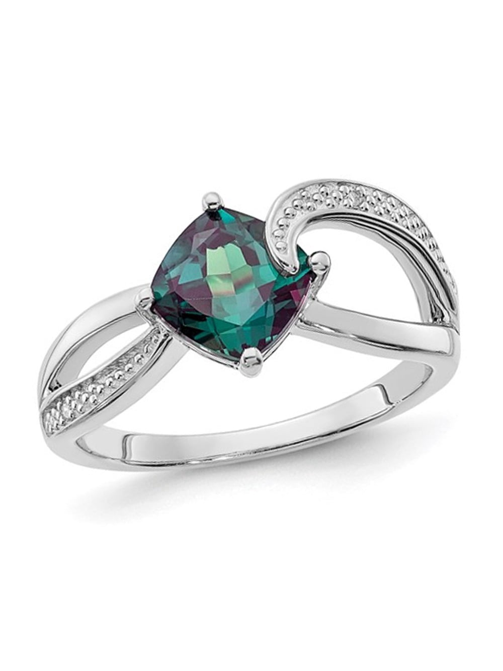 Gem & Harmony 2.10 Carat (Ctw) Lab-Created Alexandrite Ring in Sterling ...