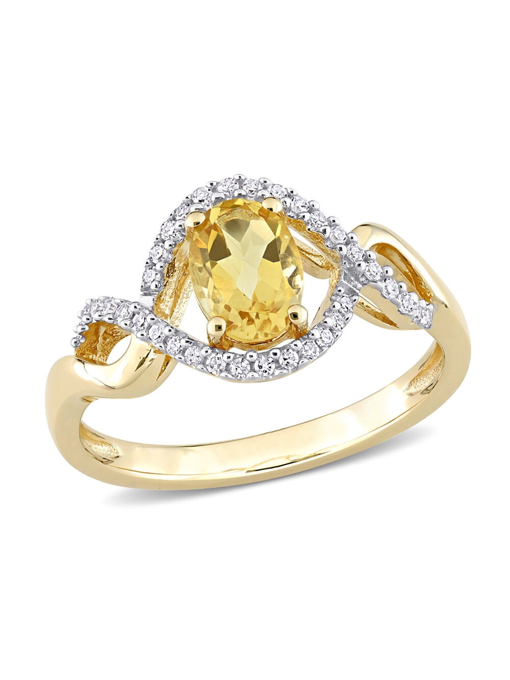 Gem & Harmony 2/3 Carat (Ctw) Oval Citrine Ring in 10K Yellow Gold with ...