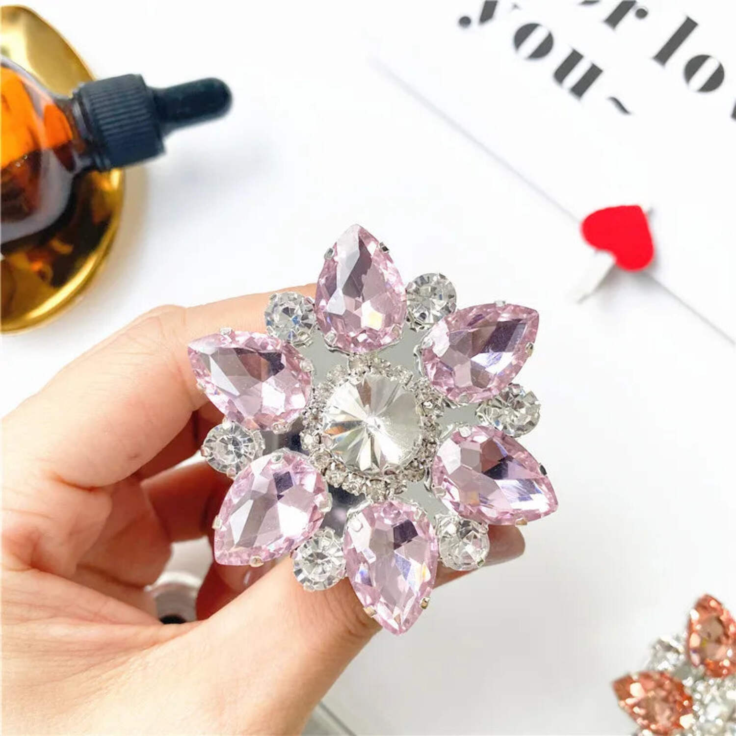 Gem Luxury Diamond Phone Socket Bracket Finger Grips Mirror Lazy Air ...
