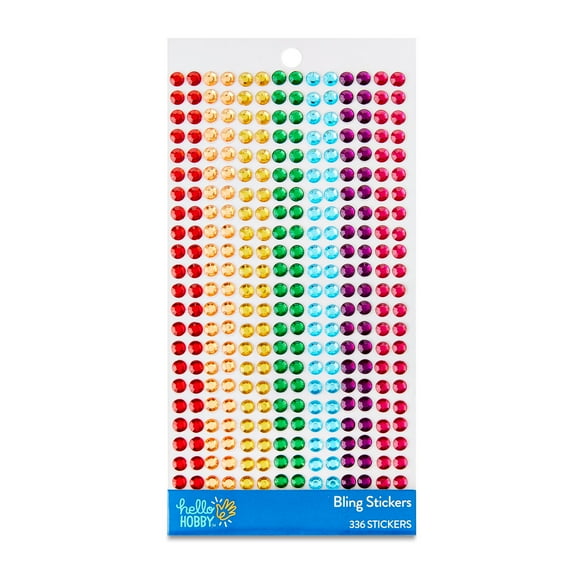 Hello Hobby Multicolor Gem Bling Stickers, 336 Sparkly Rainbow Gem ...