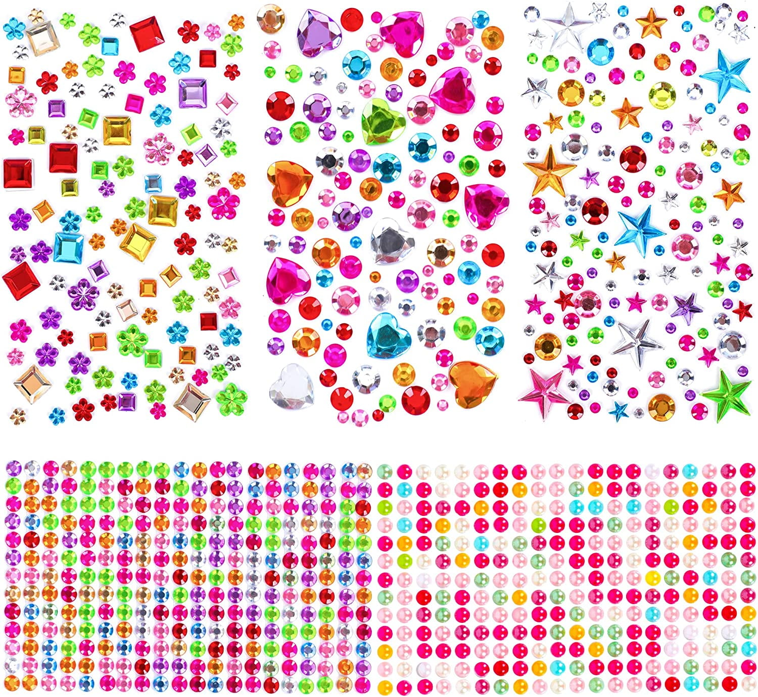 Gem Stickers Rhinestones for Crafts - Self Adhesive Jewels Stickers ...