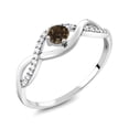 Gem Stone King 0.57 Ct Round Brown Smoky Quartz 925 Sterling Silver ...