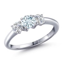 Gem Stone King 925 Sterling Silver Lab Grown Diamond and Swiss Blue ...