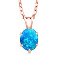 Gem Stone King 1.06 Ct Oval Cabochon Blue Simulated Opal 18K Rose Gold ...