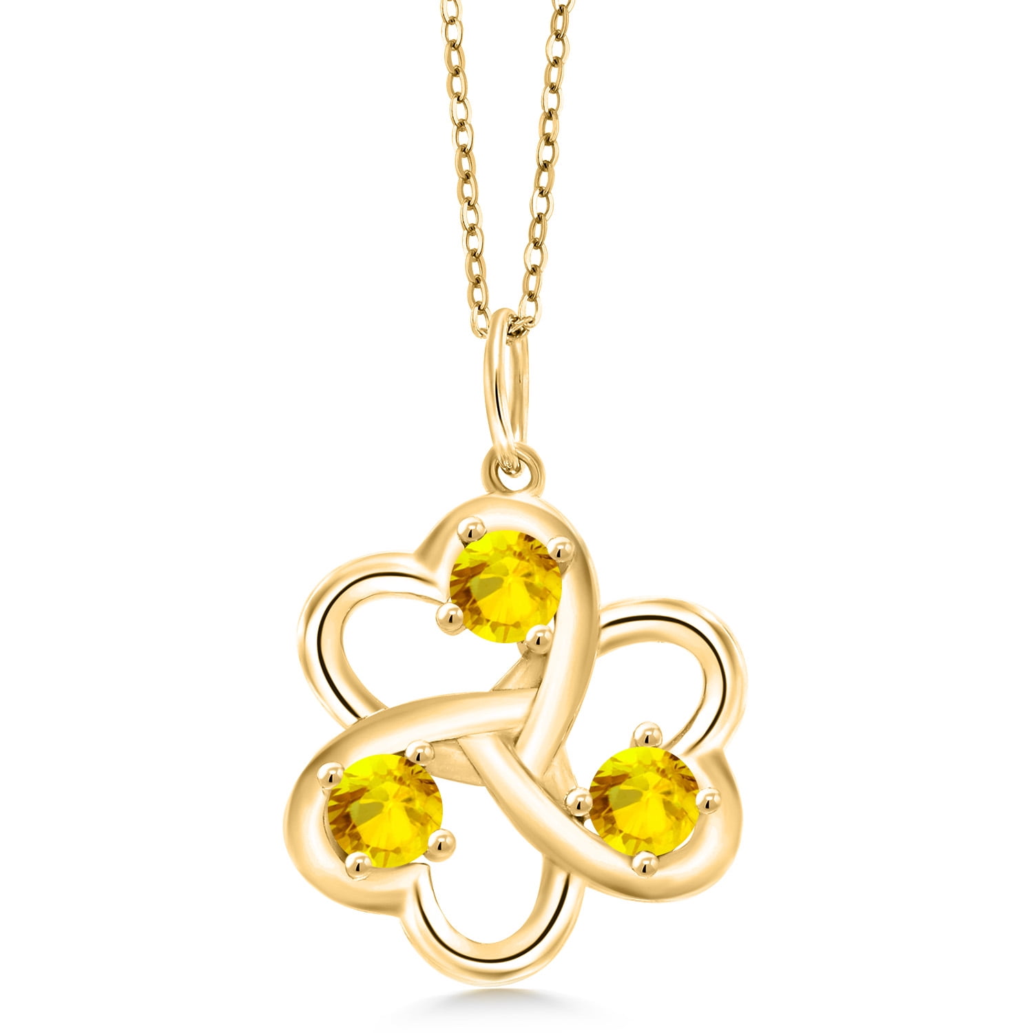 Gem Stone King 18K Yellow Gold Plated Silver Yellow Sapphire Pendant ...