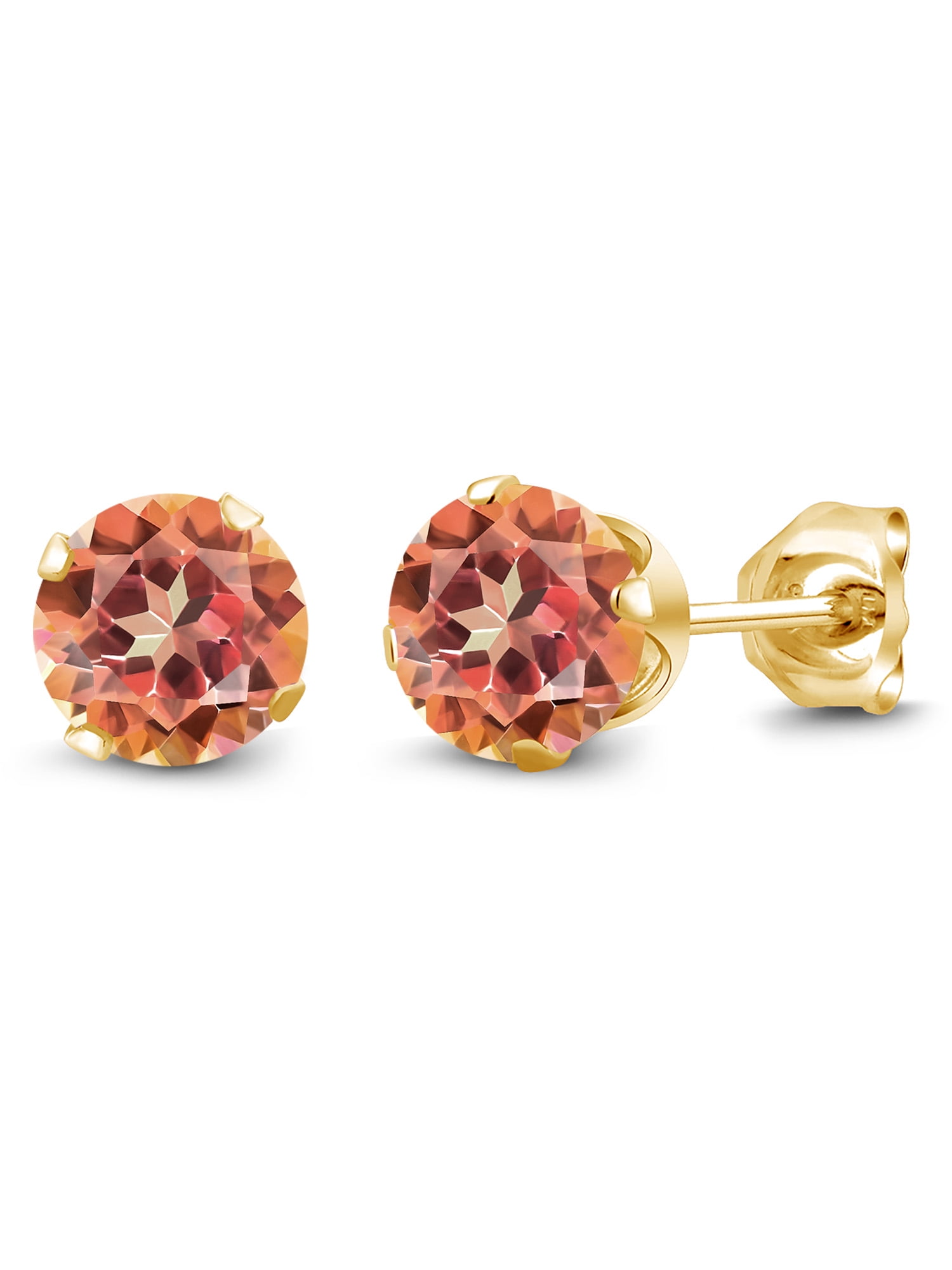 Gem Stone King 1.10 Ct 5mm Ecstasy Mystic Topaz 18K Yellow Gold Plated ...