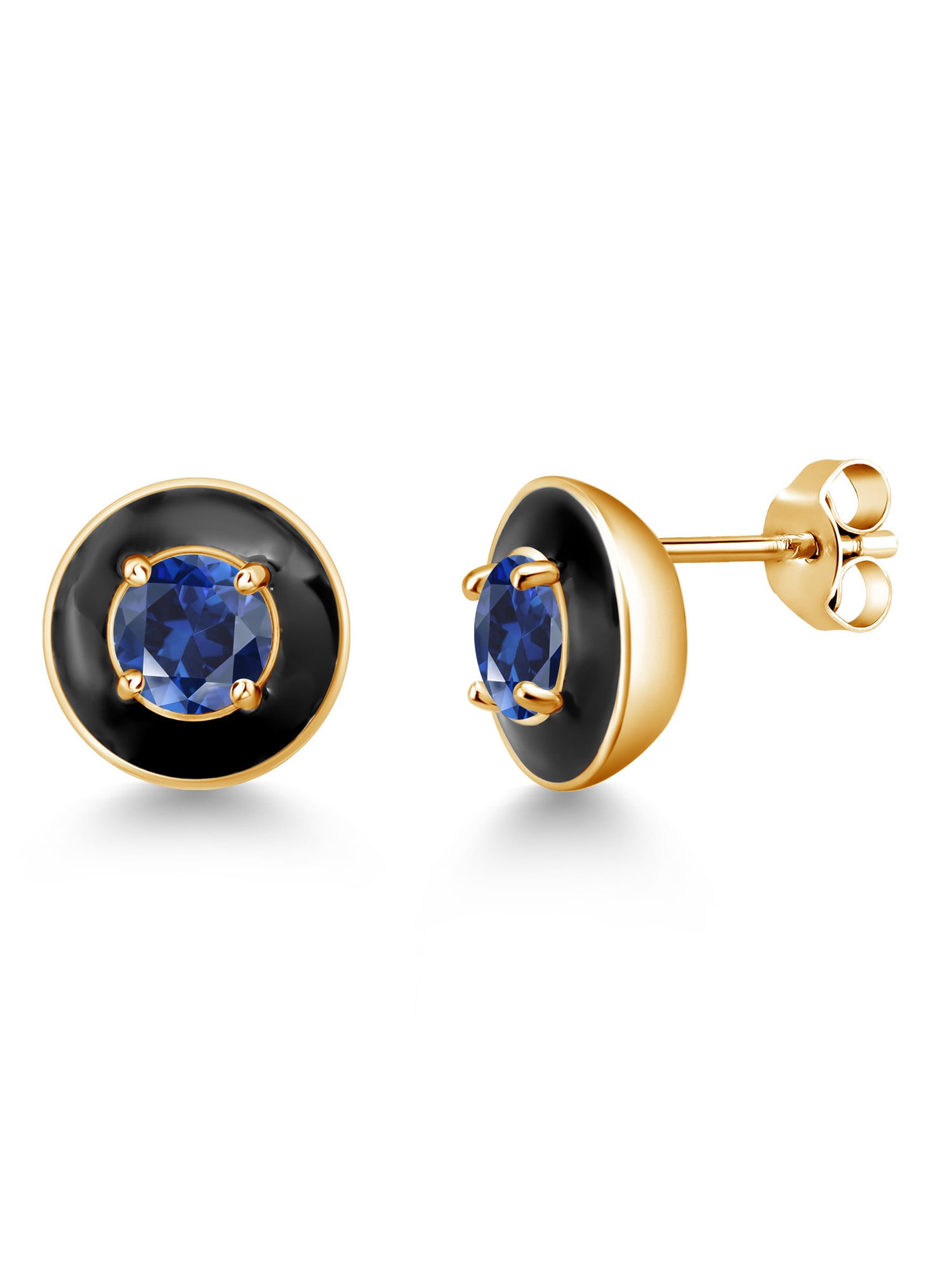 Gem Stone King 1.20 Ct Round 5mm Blue Created Sapphire 18K Yellow Gold ... Gem Stone King 1.20 Ct Round 5mm Blue Created Sapphire 18K Yellow Gold ...
