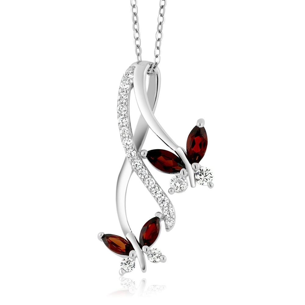 Gem Stone King 1.21 Ct Marquise Red Garnet 925 Sterling Silver ...