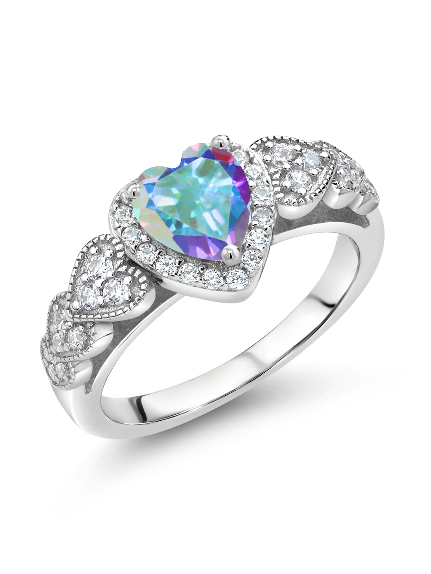 Gem Stone King 1.43 Ct Heart Shape Mercury Mist Mystic Topaz 925 Sterling Silver Ring - Walmart.com