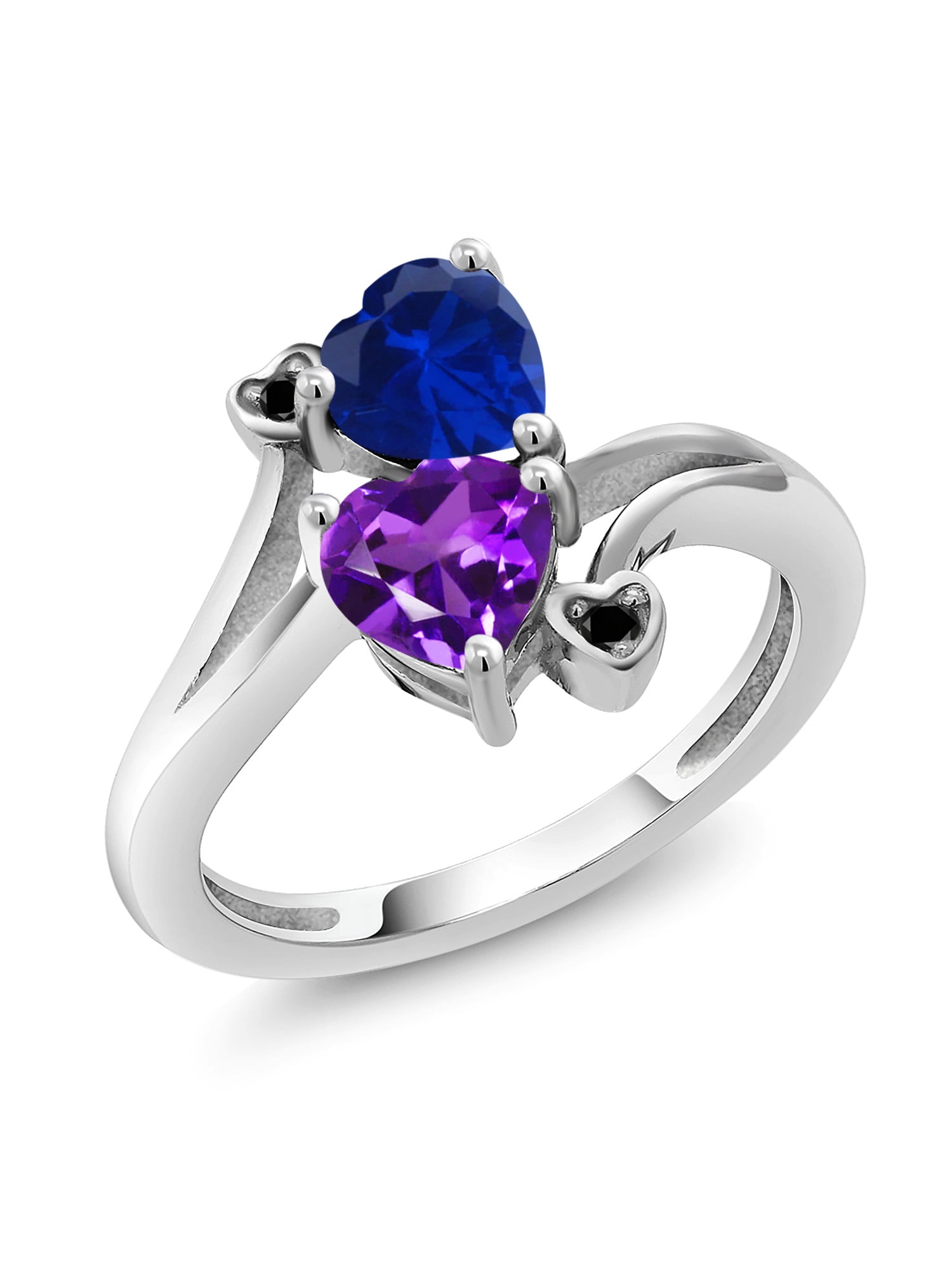 Gem Stone King 925 Sterling Silver Blue Created Sapphire Purple ...