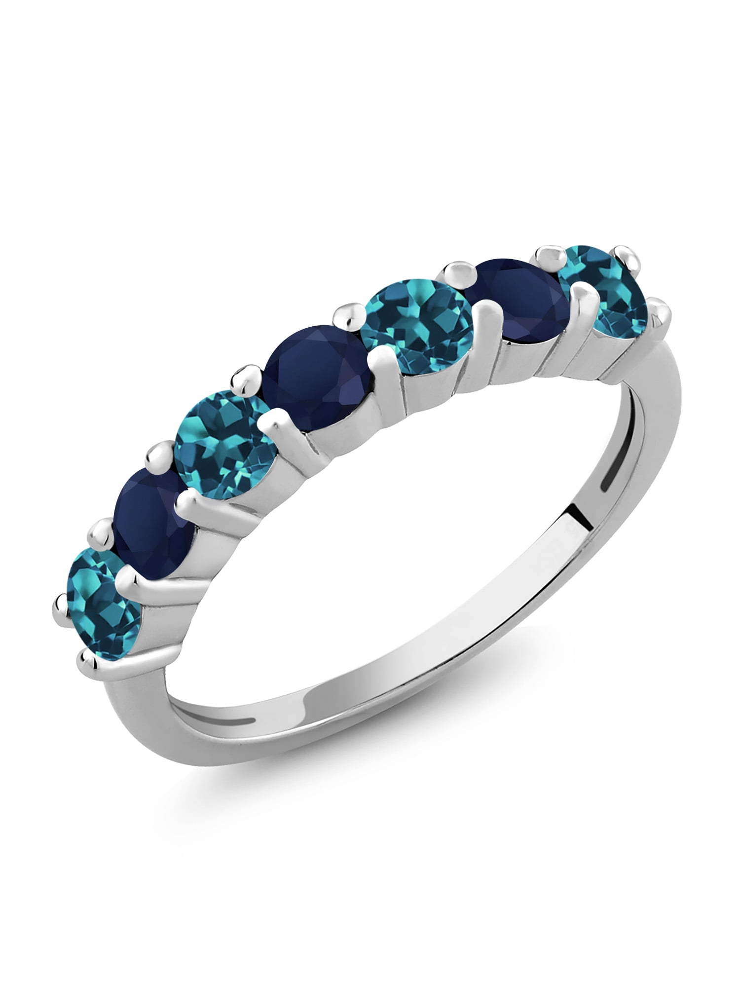 Gem Stone King 925 Sterling Silver London Blue Topaz and Blue Sapphire ...