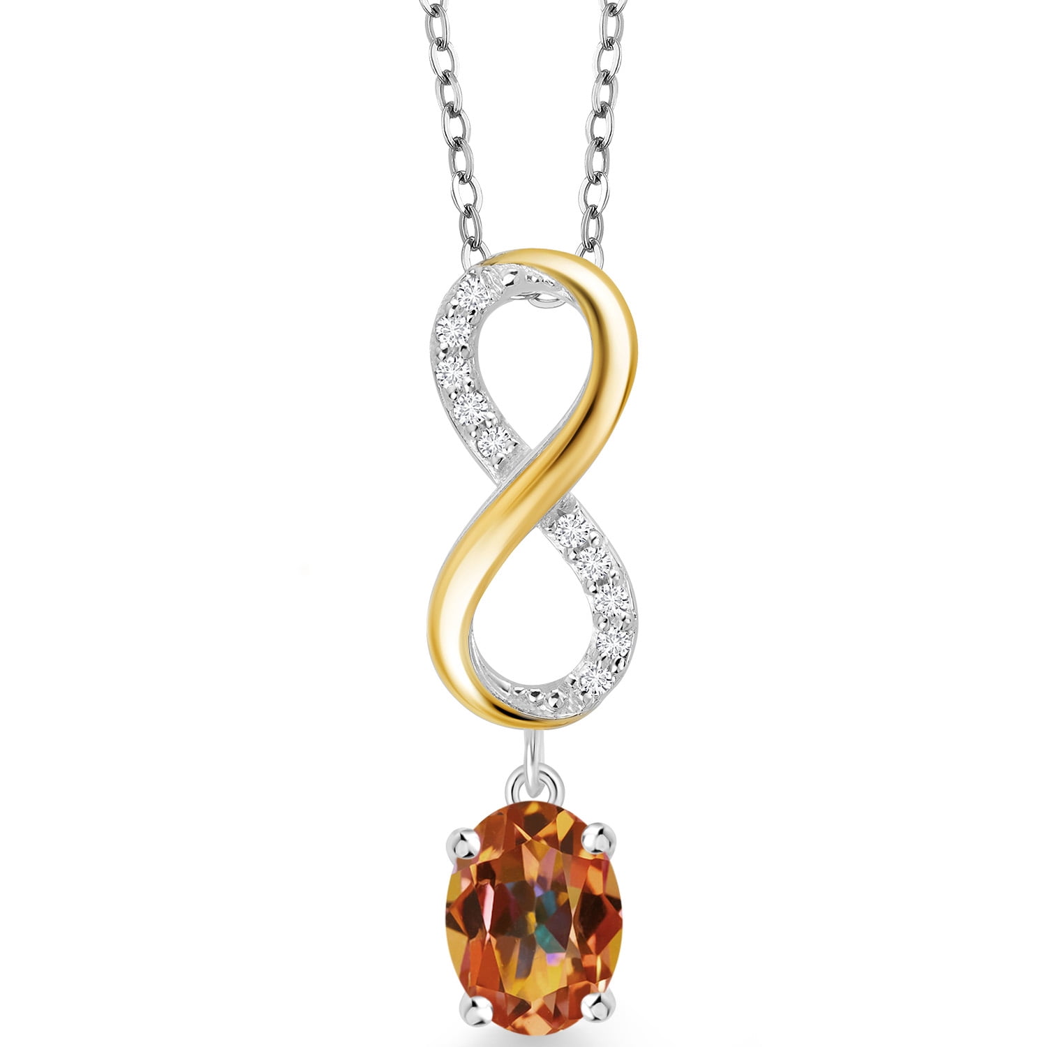 Gem Stone King 1.58 Ct Oval Ecstasy Mystic Topaz 925 Silver and 10K ...