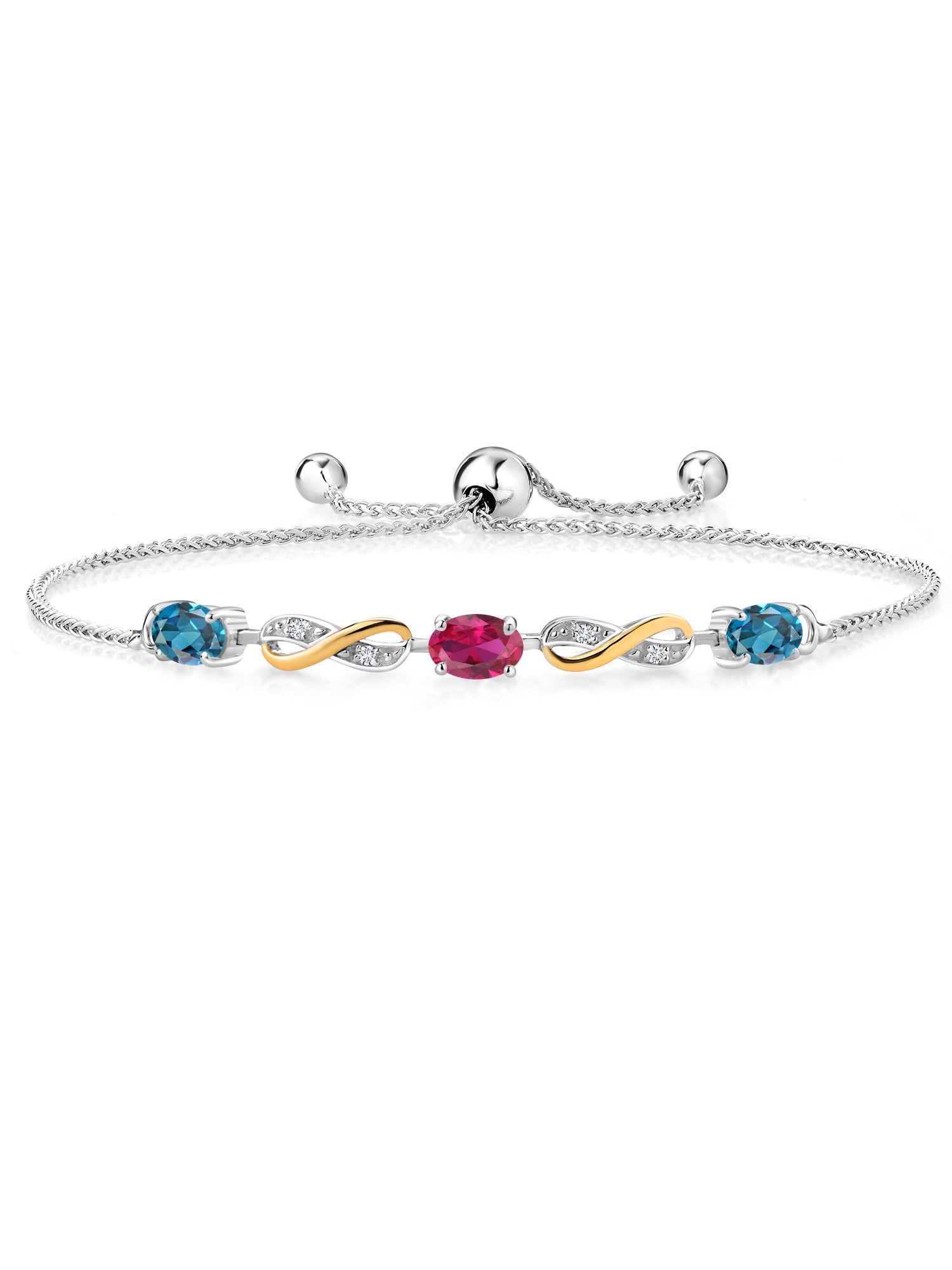 Gem Stone King 1.73 Ct London Blue Topaz Red Created Ruby 925 Silver ...