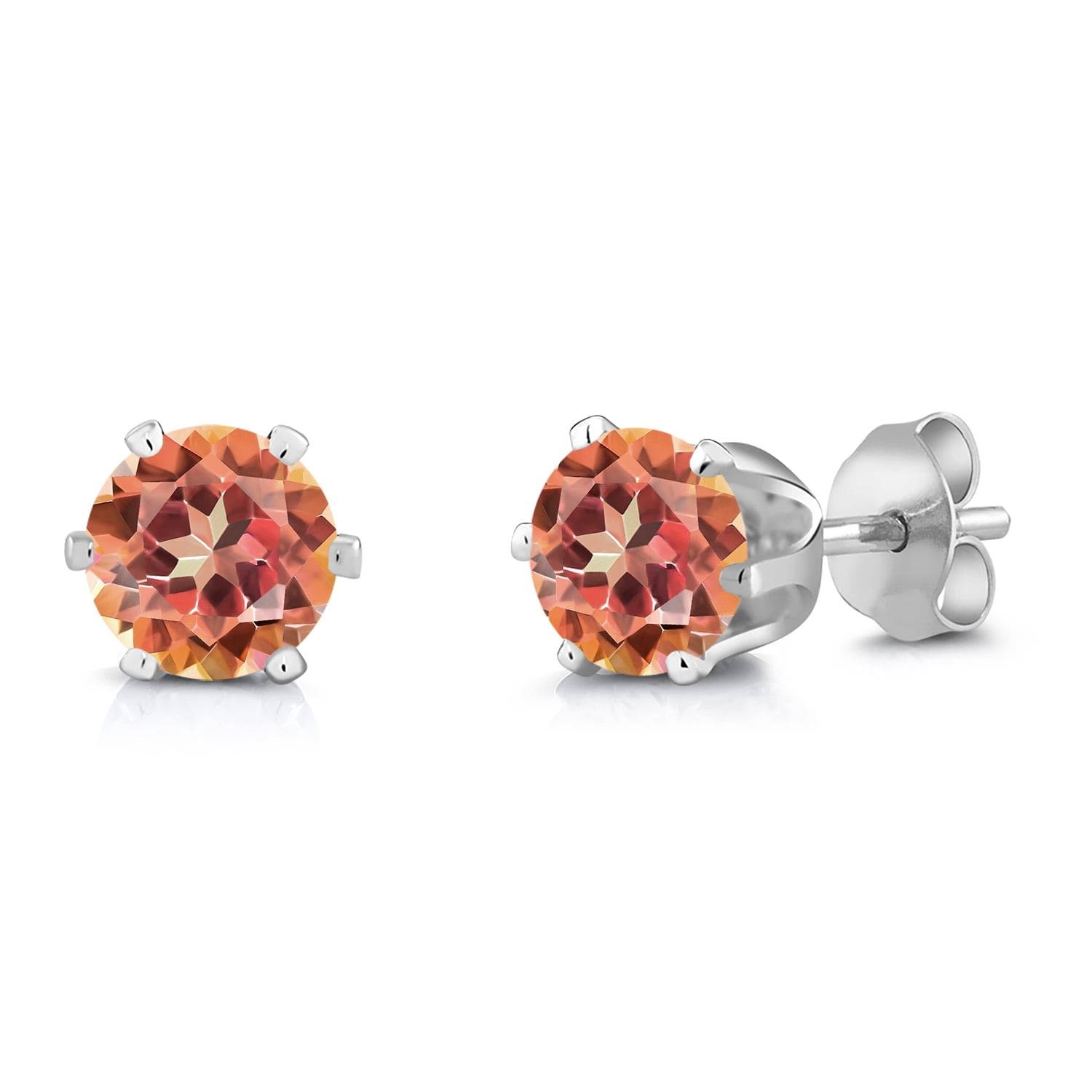 Gem Stone King 1.90 Ct Round Ecstasy Mystic Topaz Silver Plated 6 Prong ...