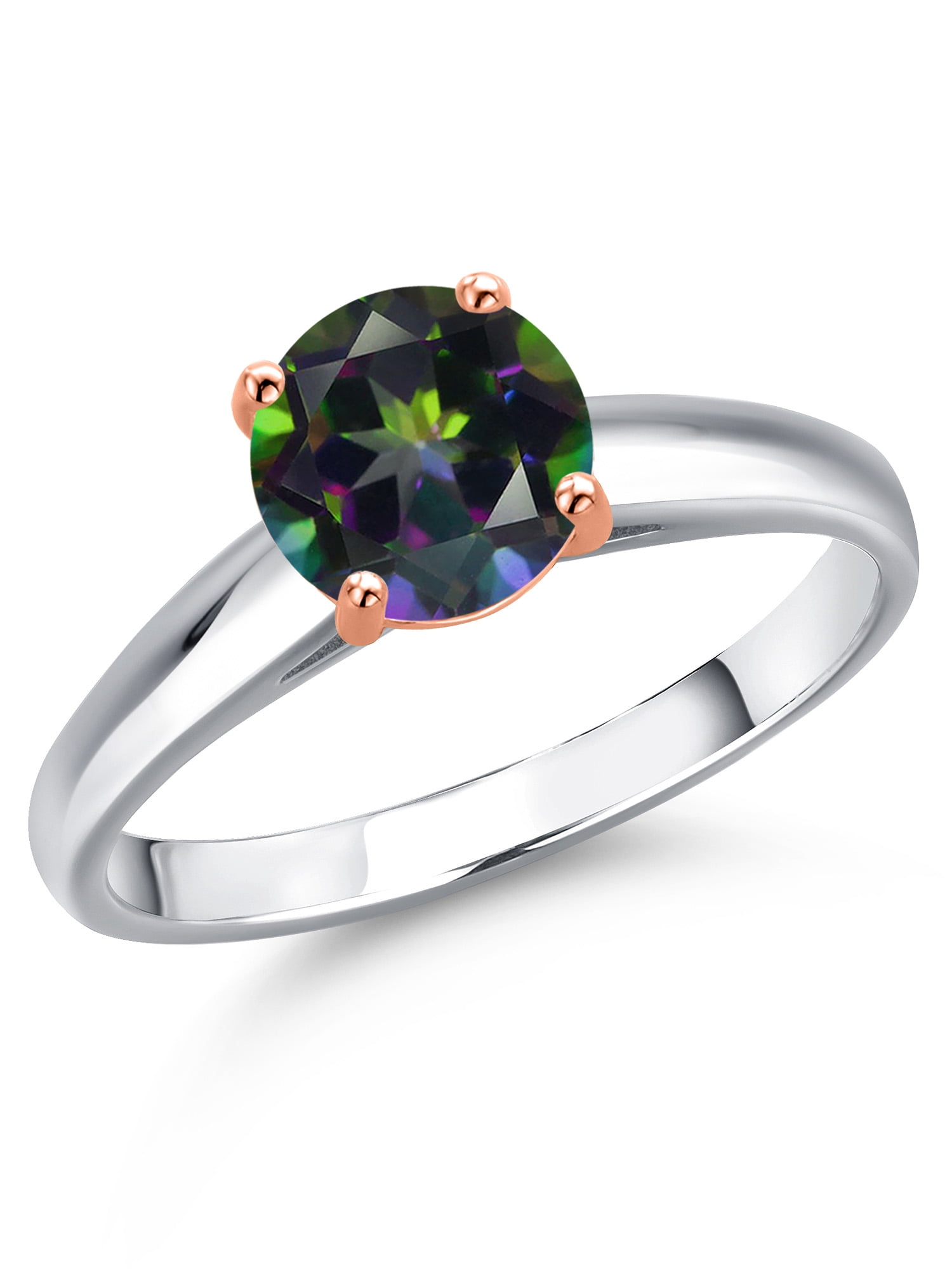 Gem Stone King 10K Two Tone Gold Green Mystic Topaz Solitaire ...