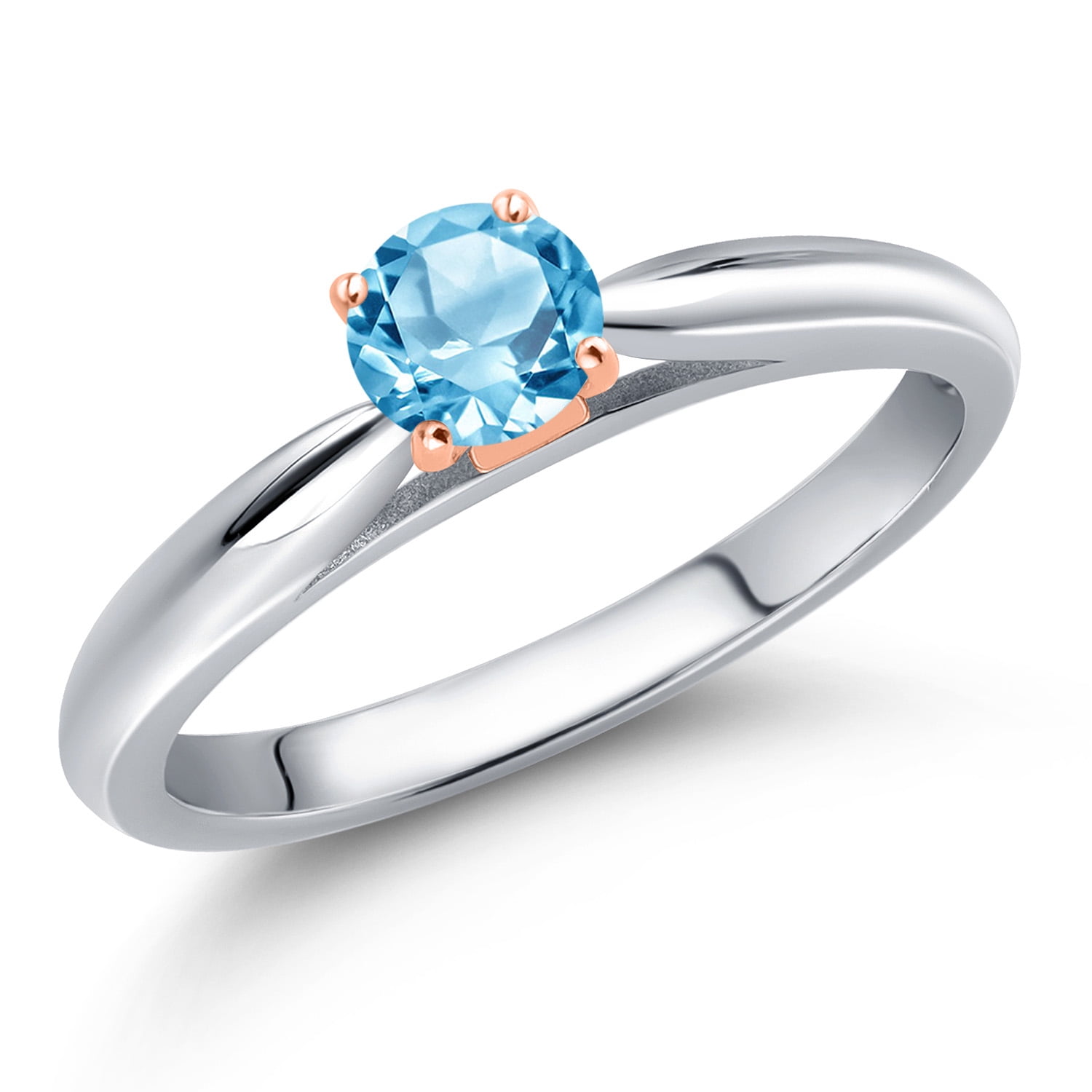 Gem Stone King 10K Two Tone Gold Swiss Blue Topaz Engagement Ring for ...