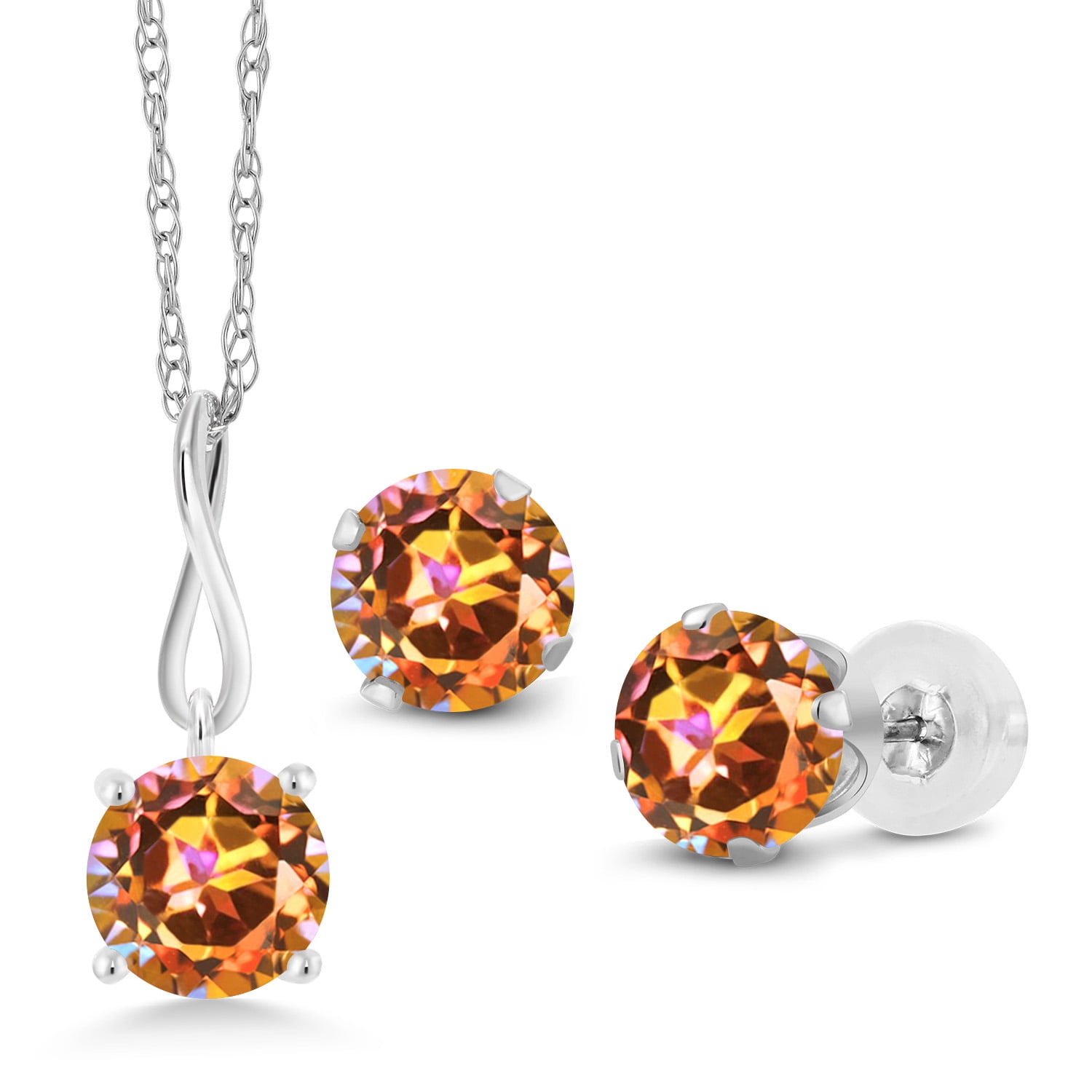 Gem Stone King 10K White Gold 6MM Round Ecstasy Mystic Topaz Pendant ...